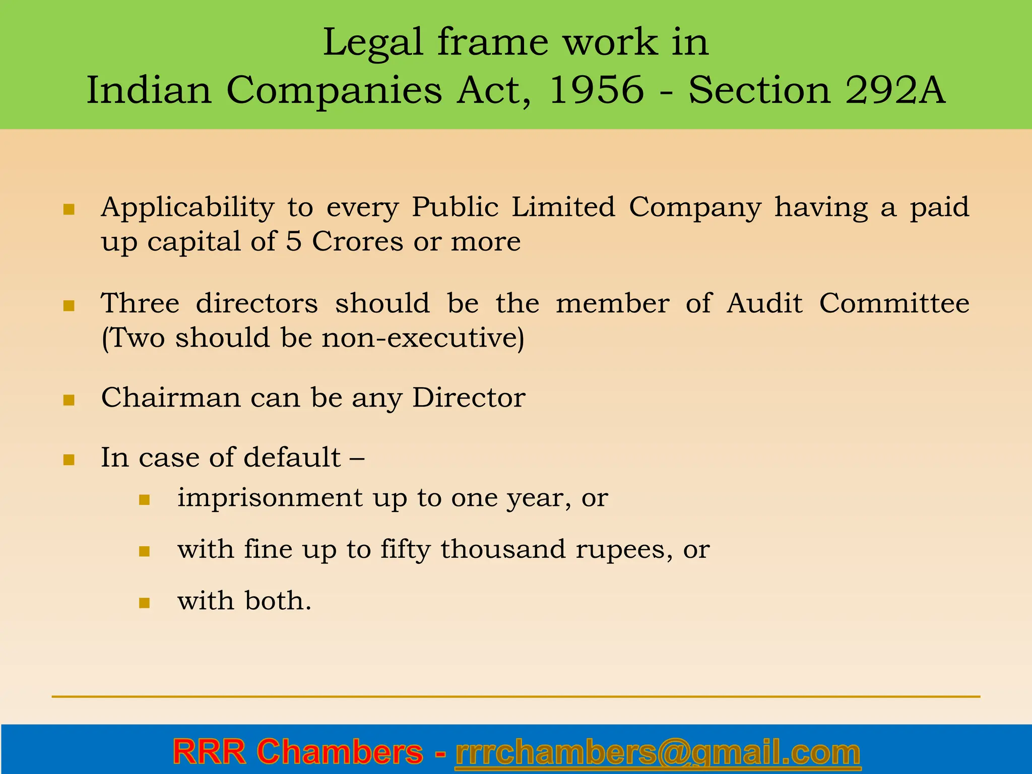 Corporate Governance (Indian Scenario, Legal frame work in India ...