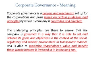 CORPORATE GOVERNANCE IN AN ORGANIZATIONS | PPTX