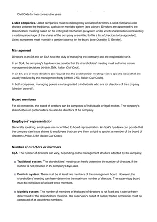 Corporate governance and directors’ duties: Italy | PDF