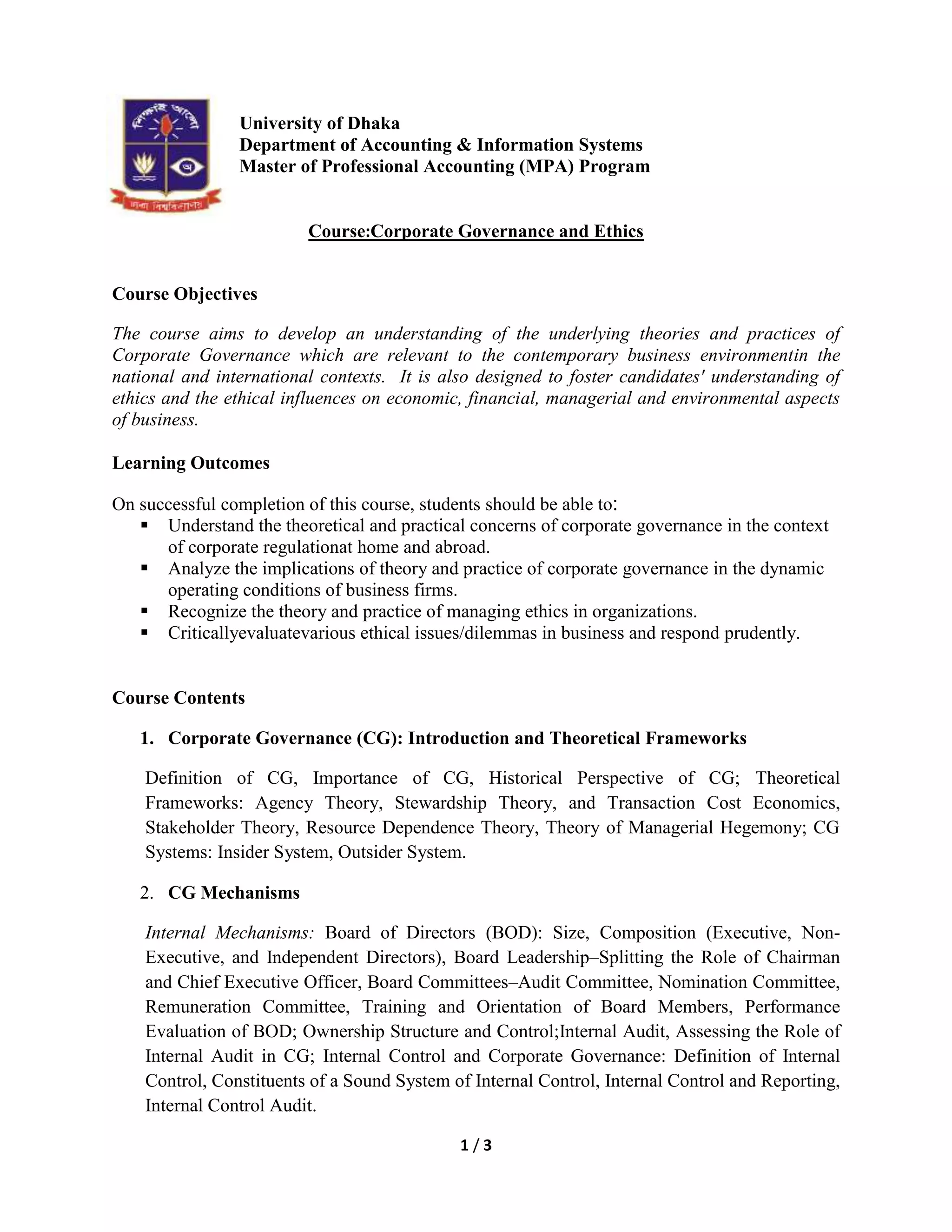 Corporate governance and ethics | PDF