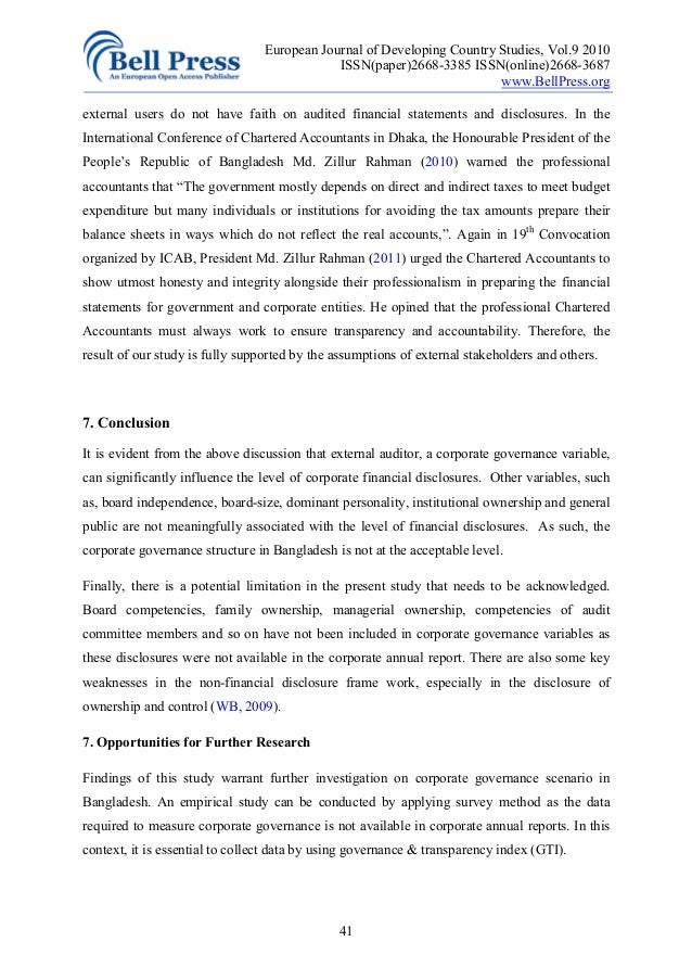 Corporate governance and financial reporting disclosures