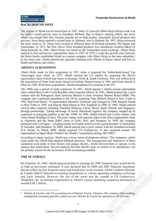 Corporate governance at ahold mcs case | PDF
