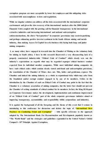 Corporate Governance, Ethics, Corruption and Access to Capital | DOCX