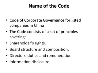 Corporate Governance Framework in China | PPT