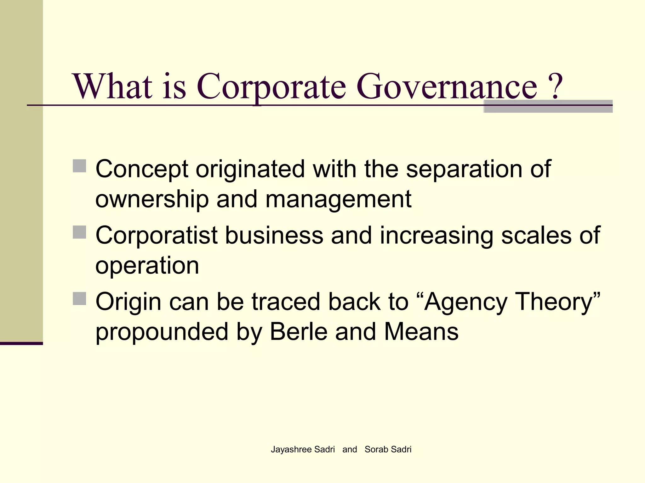Corporate governance genesis and international developments | PPT