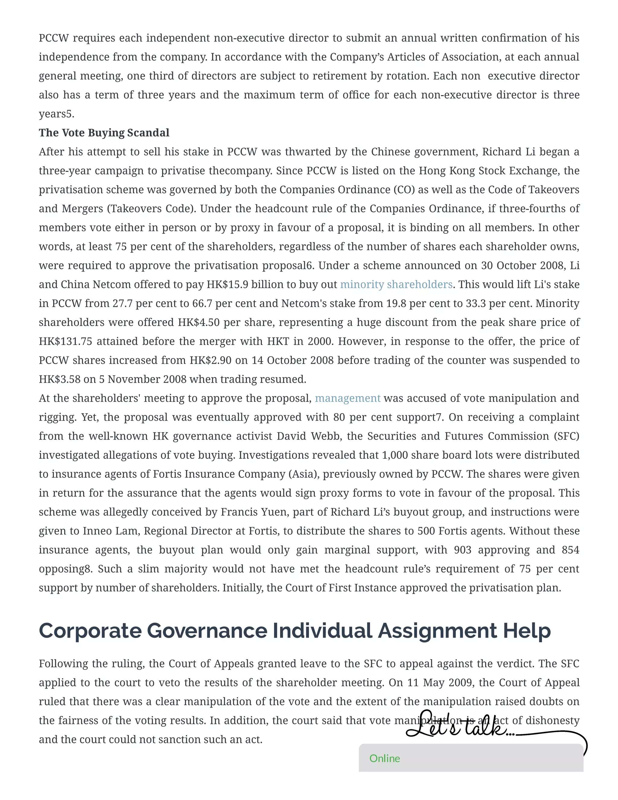 Corporate governance individual assignment help | PDF