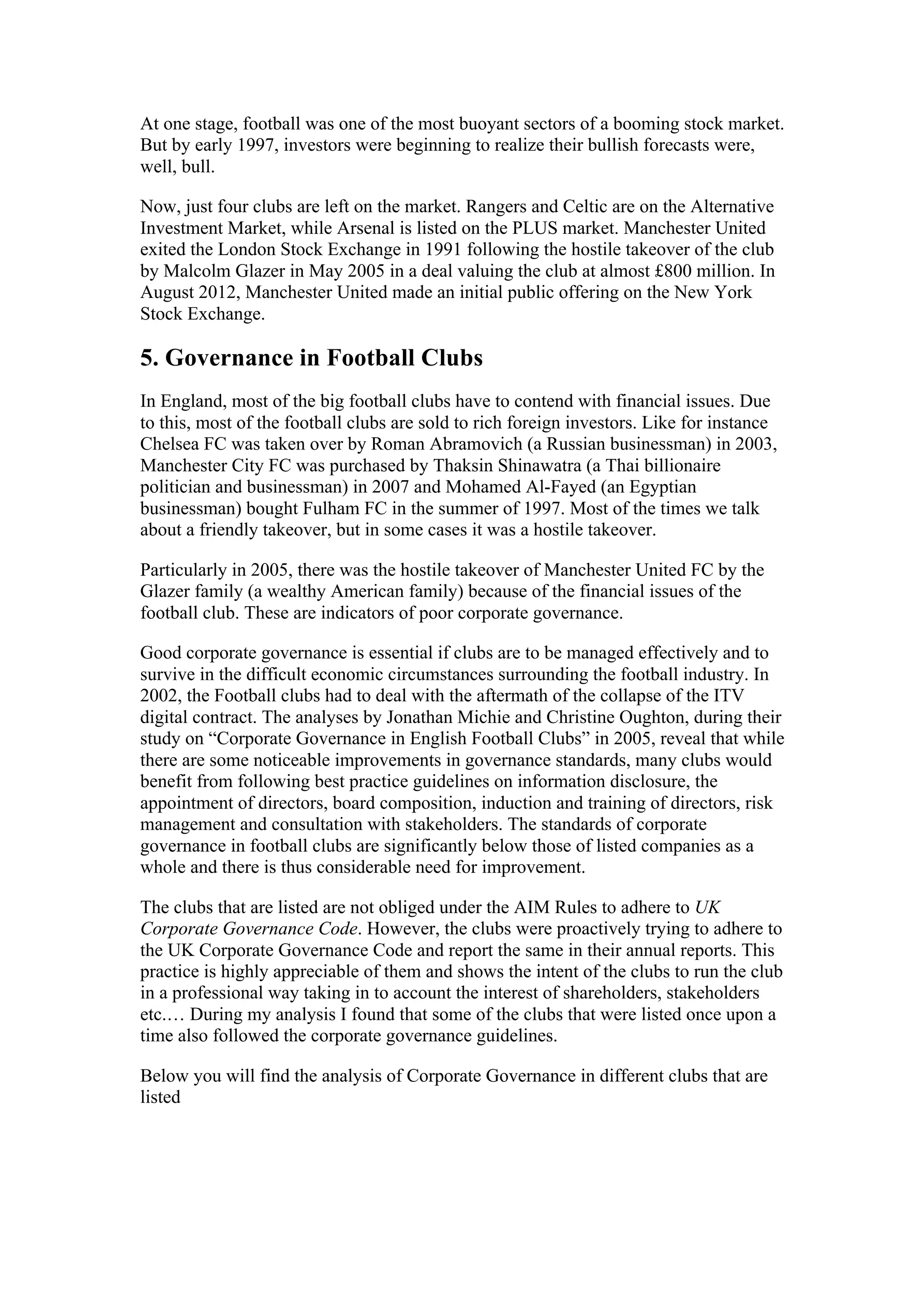 Corporate governance in football clubs | PDF