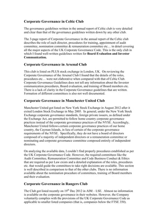 Corporate governance in football clubs | PDF