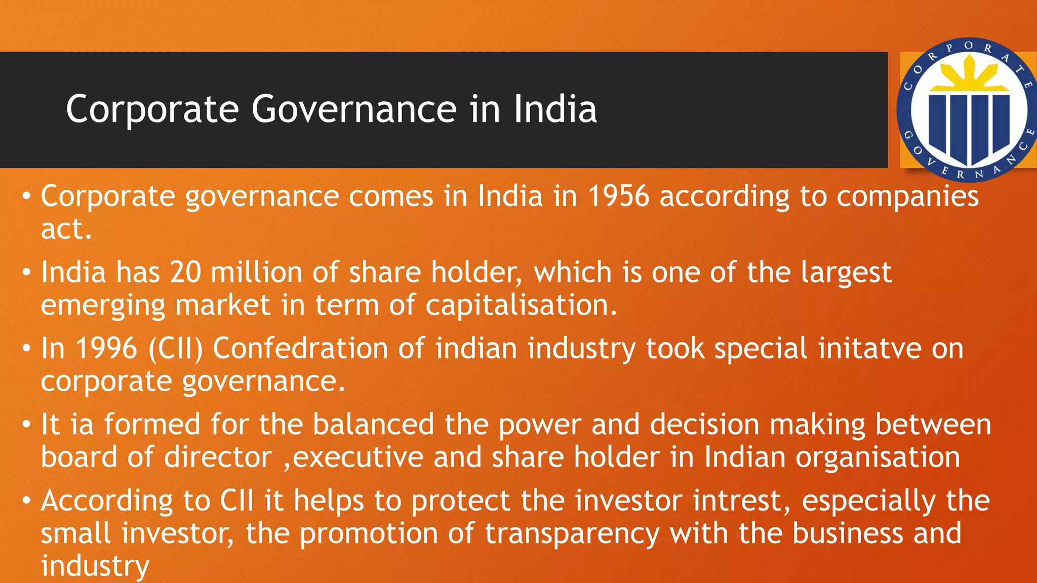 Corporate governance in india | PPTX