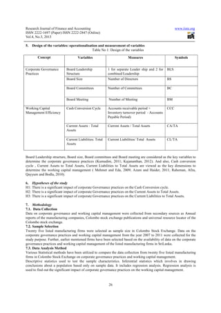 Corporate governance practices and its impact on working capital management， evidence from sri ...