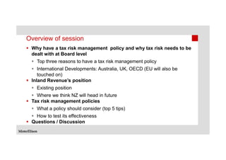 Corporate governance seminar tax risk management policies | PDF