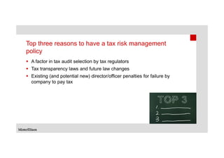 Corporate governance seminar tax risk management policies | PDF