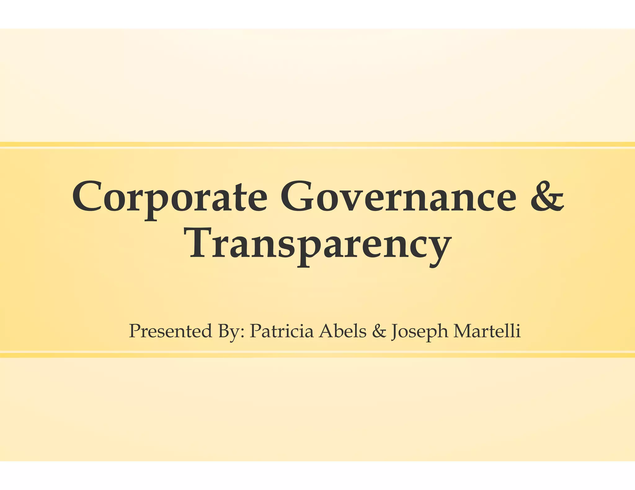 Corporate governance transparency | PPT