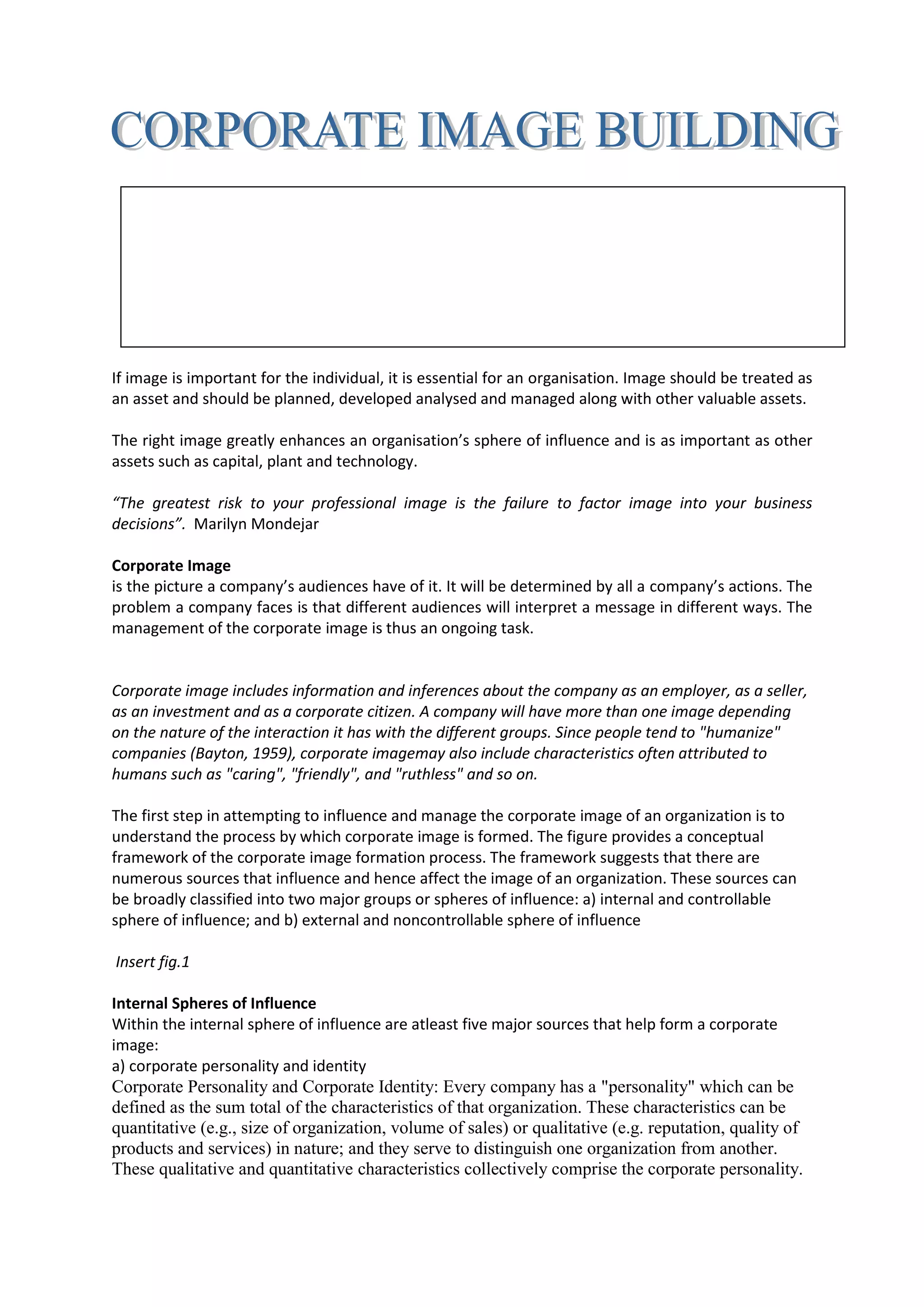 Corporate image building | DOCX