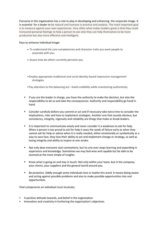 Corporate image building | DOCX | Business | Business and Finance