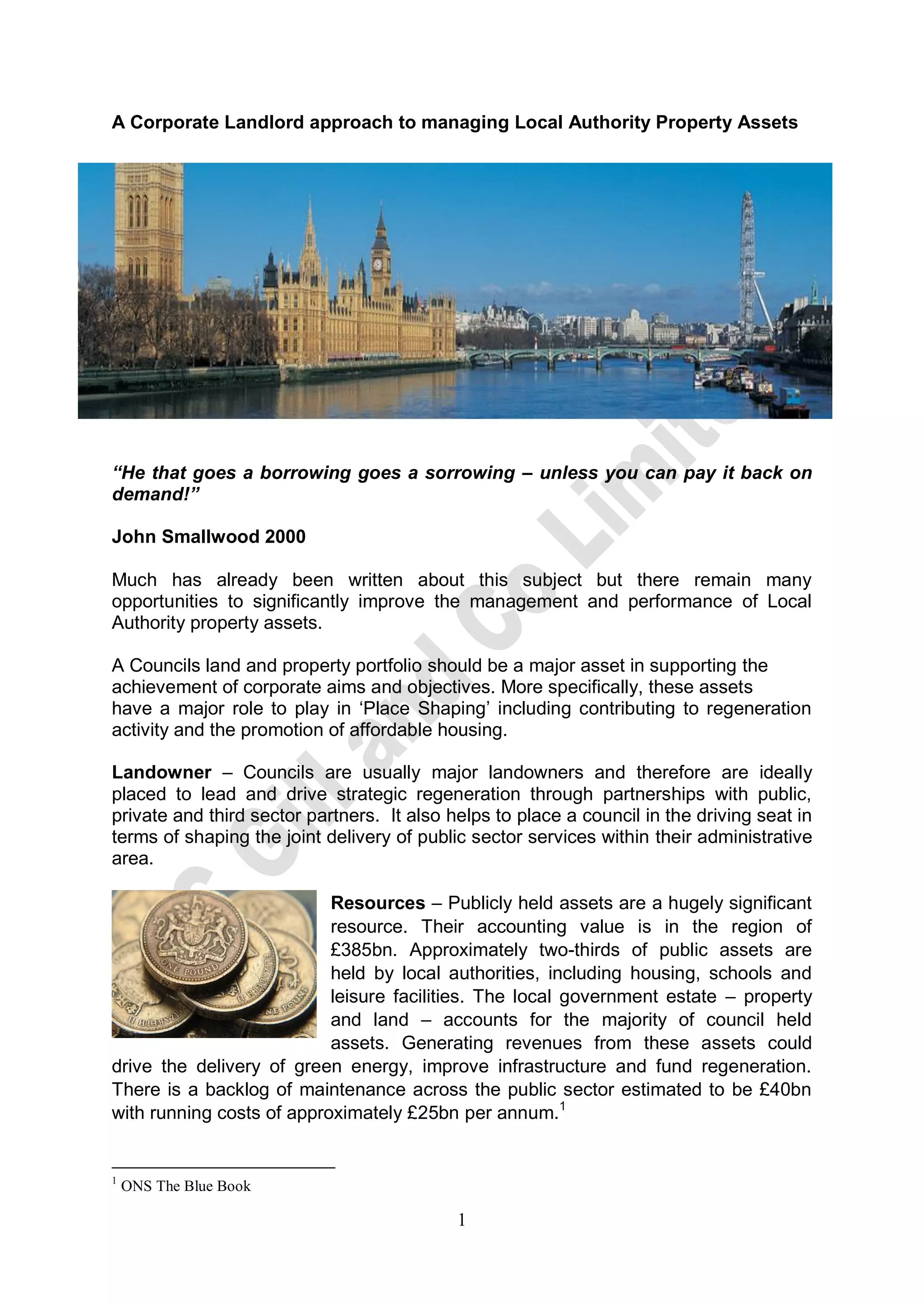 A Corporate Landlord approach to managing Local Authority Property ...