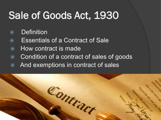 Law of Sale of Goods | PPTX