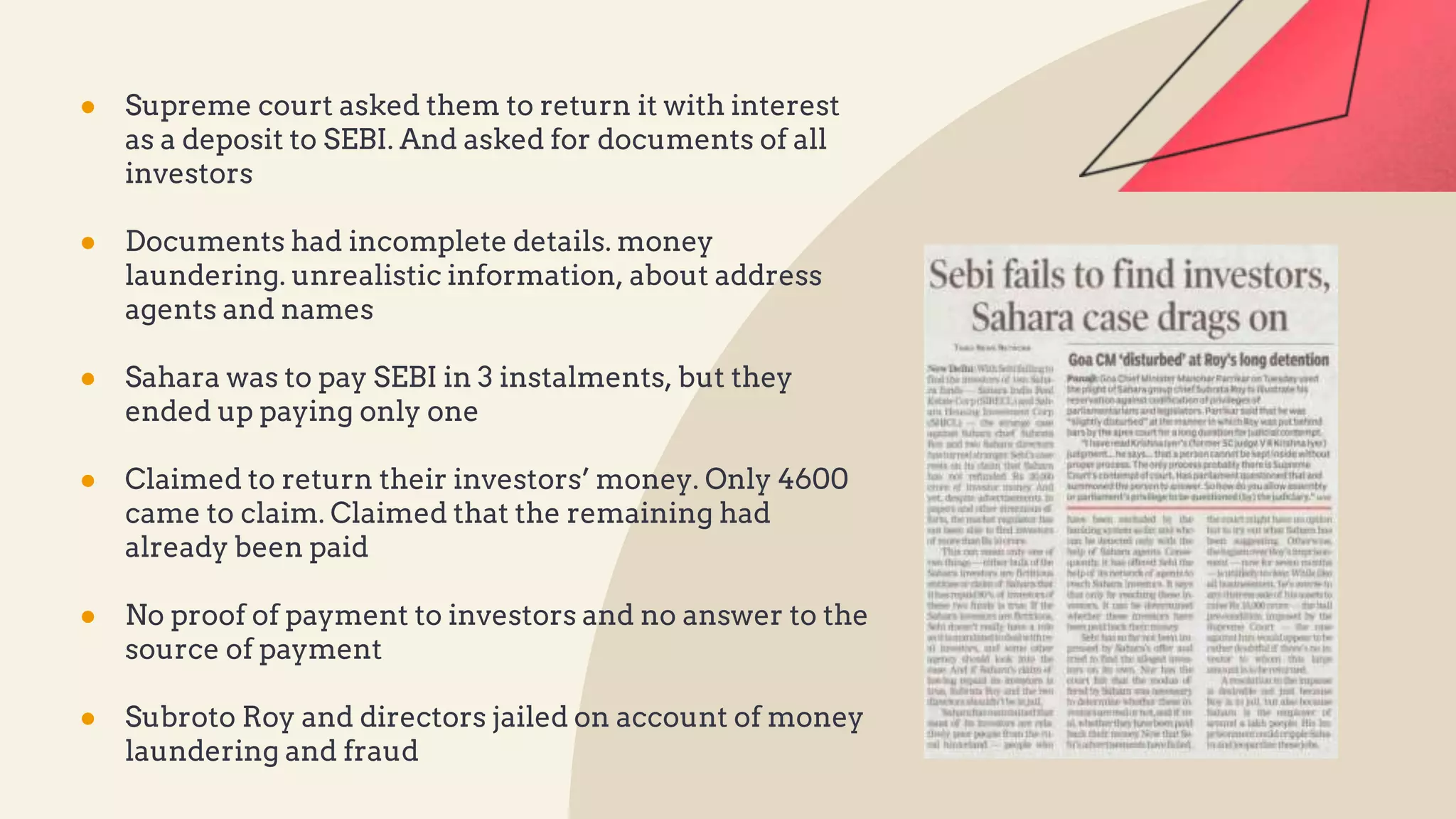 Sahara India Pariwar Investor Fraud Case | PPTX