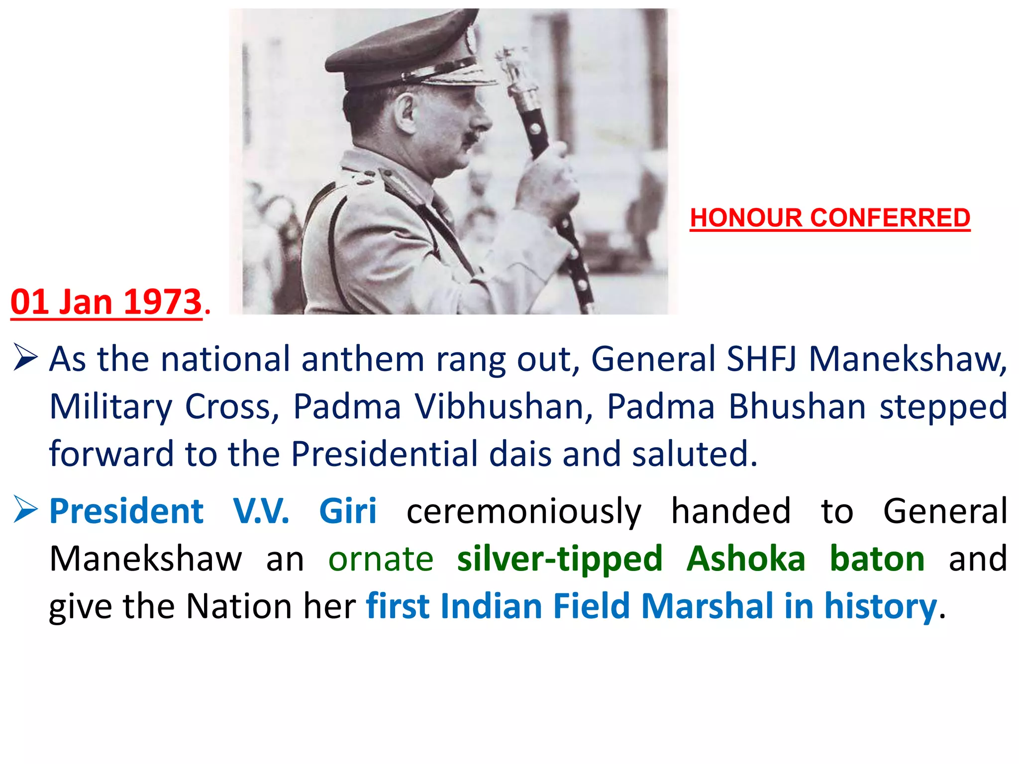 Leadership: Military Legend Fd Marshal Sam Manekshaw | PPTX