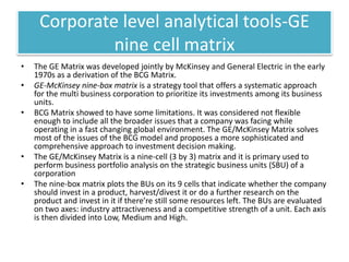 Corporate level analytical tools_BCG Matrix and GE nine cell matrix | PPTX