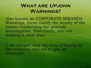 Corporate Miranda Warnings | PPT