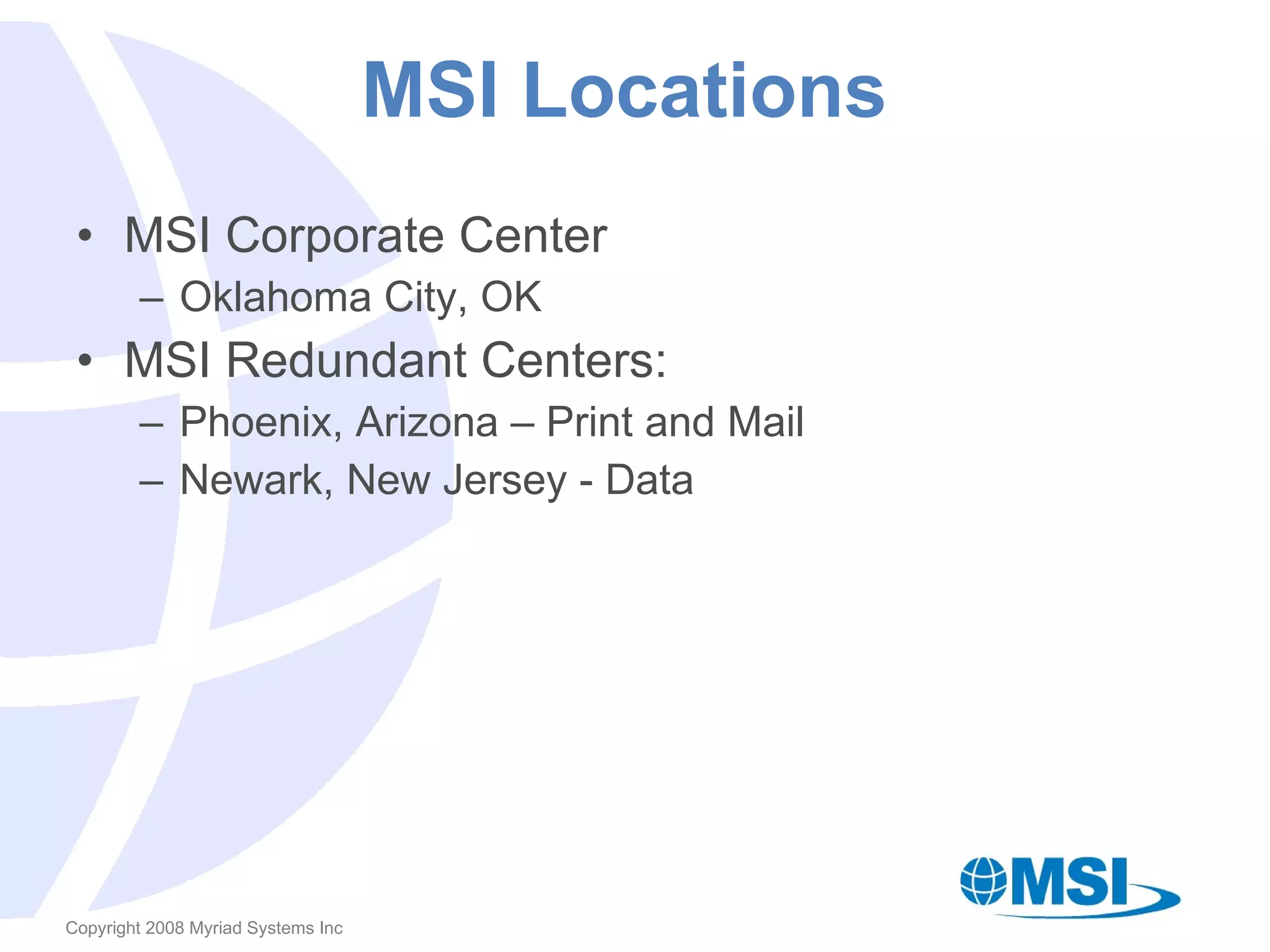 MSI Corporate Overview | PPT