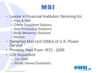 MSI Corporate Overview | PPT