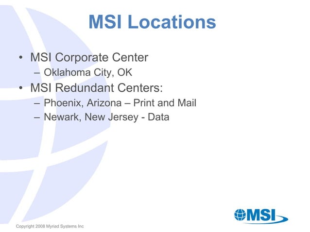 MSI Corporate Overview | PPT