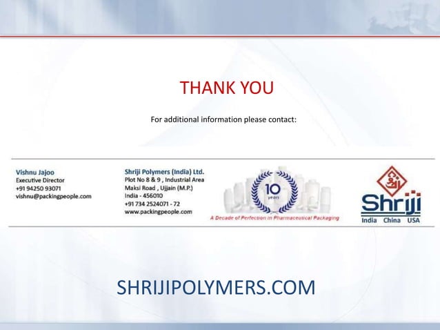 SHRIJI POLYMERS COMPANY PROFILE | PPTX | Pharmaceutical Industry ...