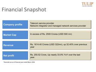 Corporate Presentation : Tulip Telecom | PPT | Computer Networking ...
