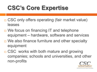 Overview of CSC Leasing | PPTX | Business | Business and Finance