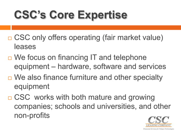 Overview of CSC Leasing | PPTX | Business | Business and Finance