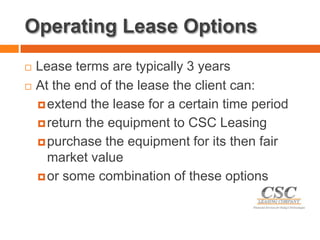 Overview of CSC Leasing | PPTX | Business | Business and Finance