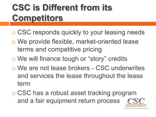 Overview of CSC Leasing | PPTX | Business | Business and Finance