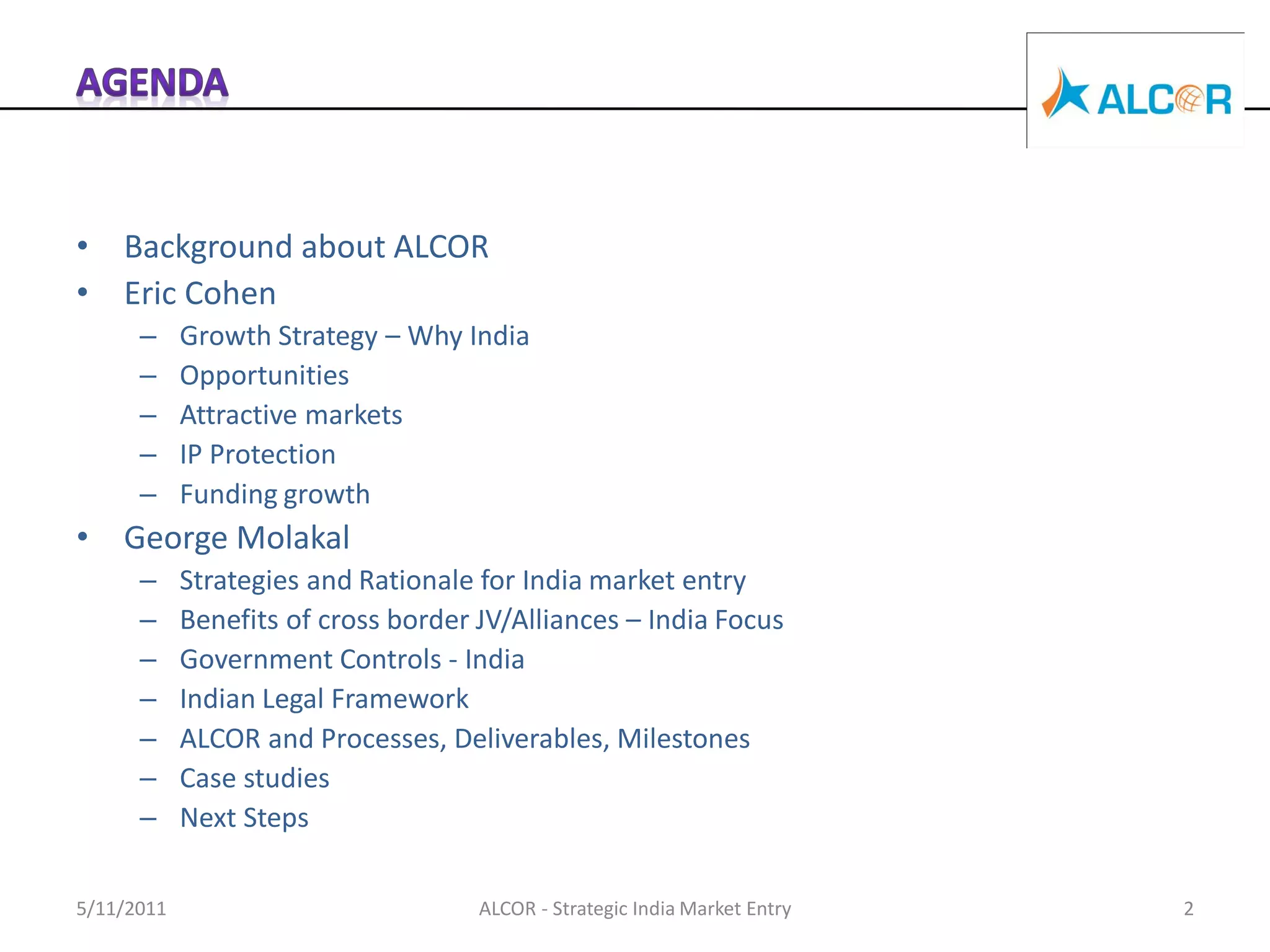 ALCOR Presentation | PDF