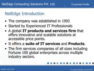 Corporate Presentation - NetEdge Computing Solution Pvt Ltd | PPT