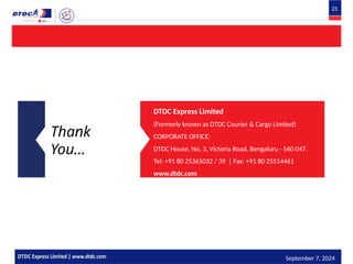 Corporate presentation of DTDC for BE the leader | PPTX