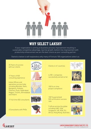 Corporate profile lakshy management consultant pvt. ltd. - iso ...