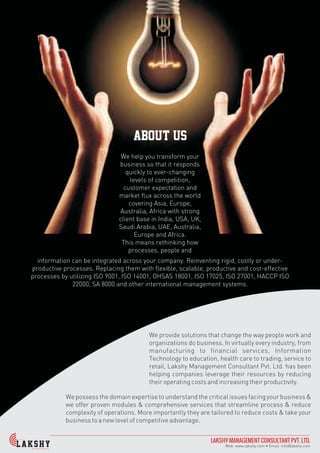 Corporate profile lakshy management consultant pvt. ltd. - iso ...