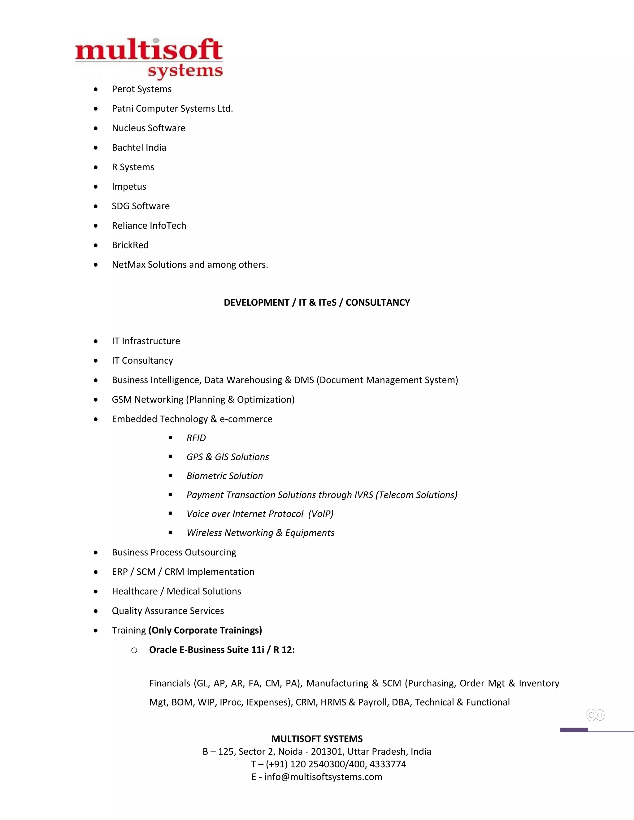 Corporate Profile Multisoft Systems | PDF