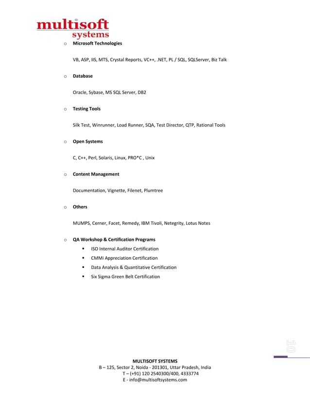 Corporate Profile Multisoft Systems | PDF