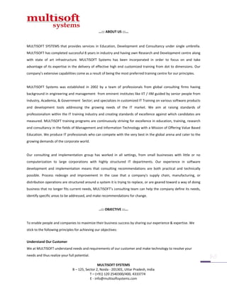 Corporate Profile Multisoft Systems | PDF
