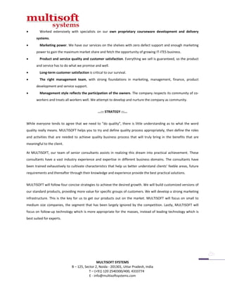Corporate Profile Multisoft Systems | PDF