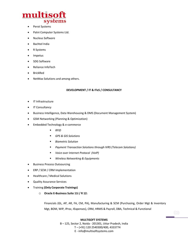 Corporate Profile Multisoft Systems | PDF