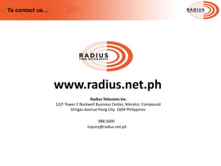 Radius Telecoms Corporate Profile | PPT