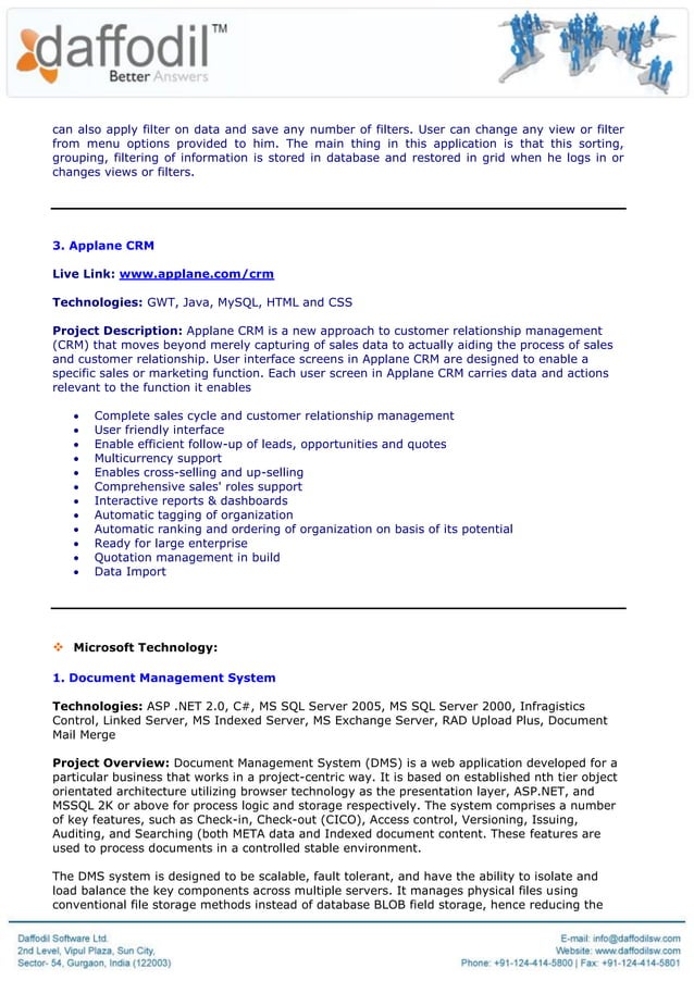 Corporate Resume Daffodil Software | PDF