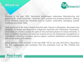 Pneumatic and Hydro Pneumatic Equipments By Neumatica Technologies Private Limited | PPT