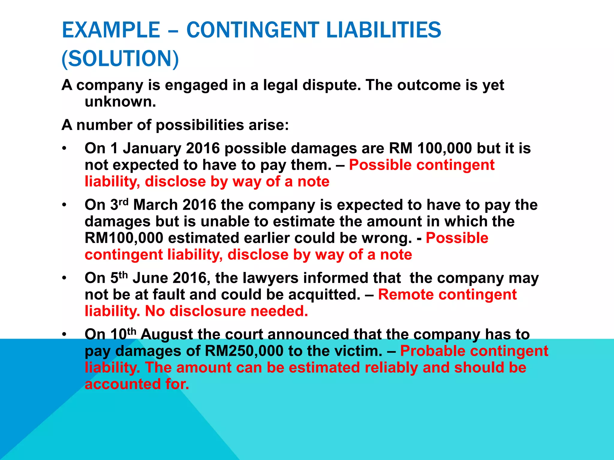 Corporate Reporting- MFRS137, IAS37 Provisions, Contingent Liabilities ...