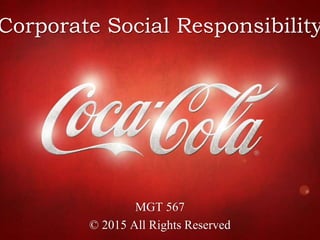 Corporate Responsibility - Coca Cola | PPTX