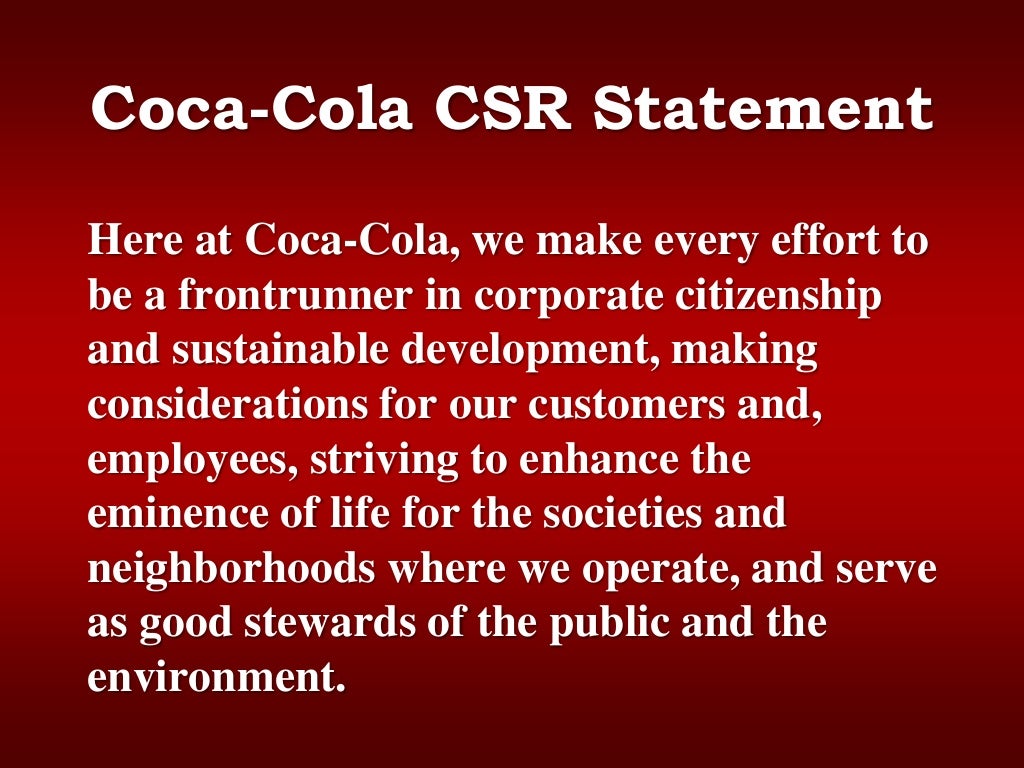 Corporate Responsibility - Coca Cola